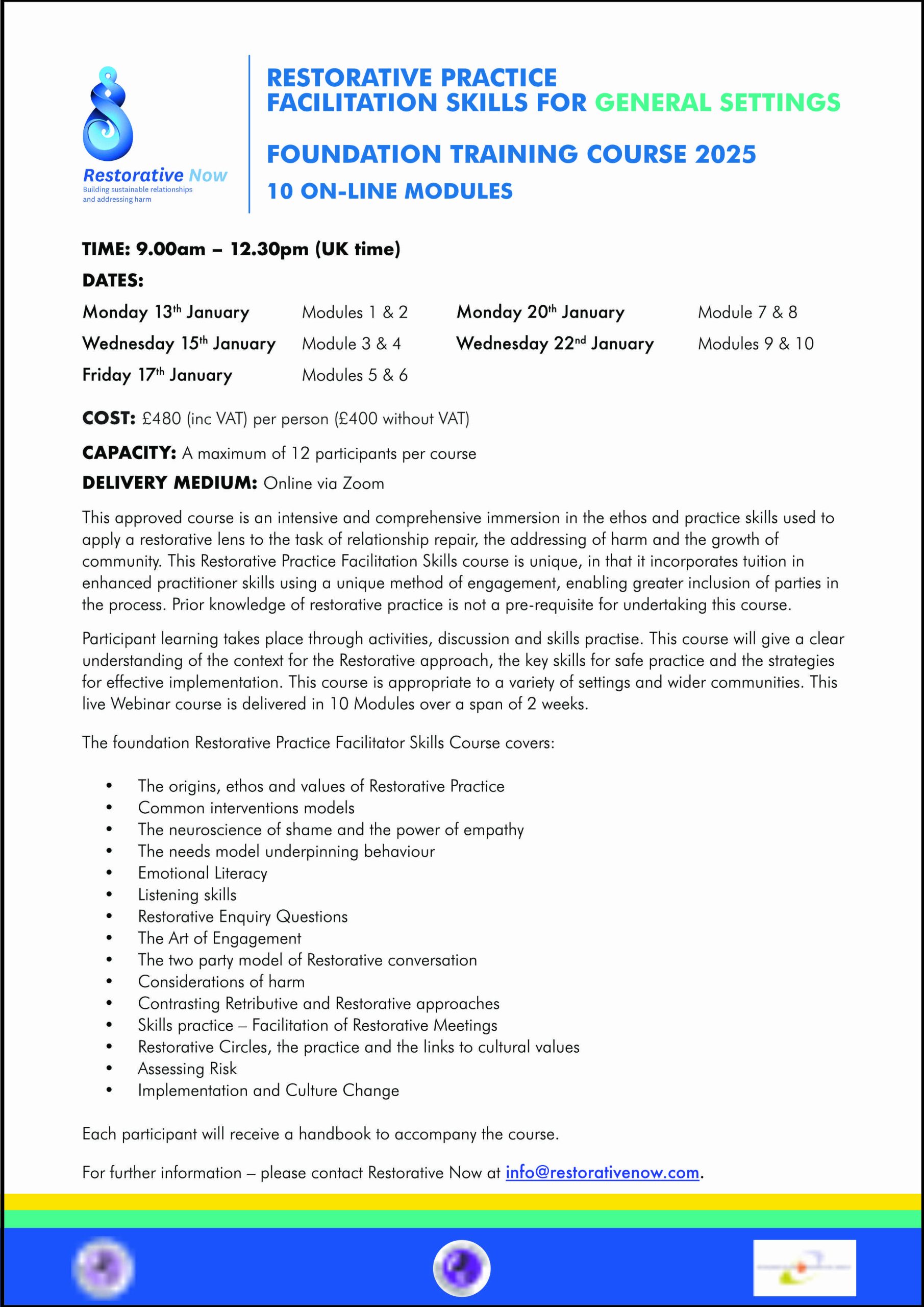 Facilitator Training Dates for General Settings